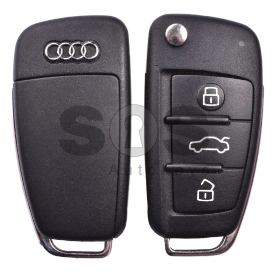 OEM Flip Key for Audi A4 Buttons:3 / Frequency:434MHz / Transponder ...