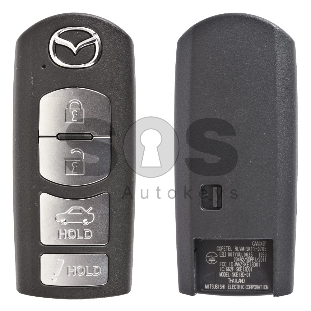 OEM Smart Key for Mazda Buttons:4 / Frequency:315MHz / Transponder:PCF ...