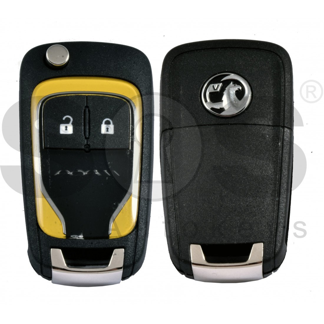 OEM Flip Key for Vauxhall Adam Yellow Buttons:2 / Frequency: 433MHz ...