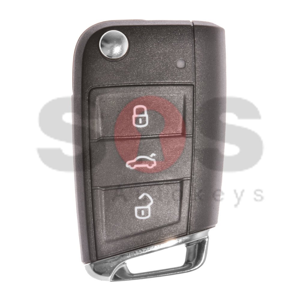 OEM Flip Key for VW Golf Buttons:3 / Frequency:434MHz / Transponder ...